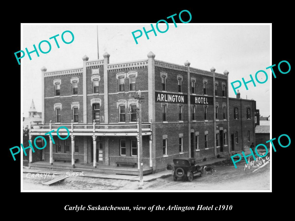 OLD POSTCARD SIZE PHOTO OF CARLYLE SASKATCHEWAN VIEW OF ARLINGTON HOTEL ...