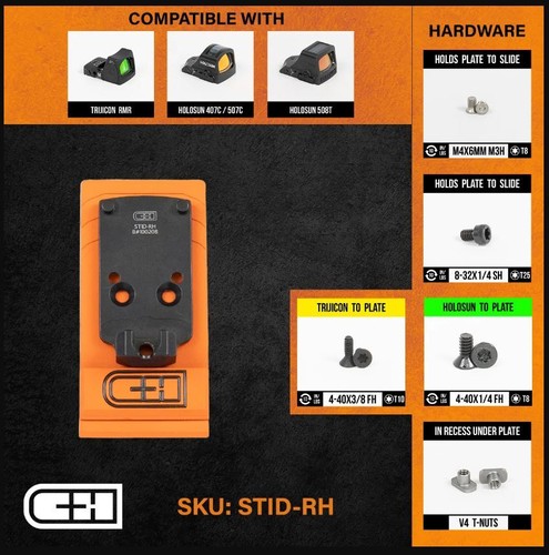 C&H Precision Optic Plate Staccato Duo to RMR/Holosun 407C/507C/508C ...