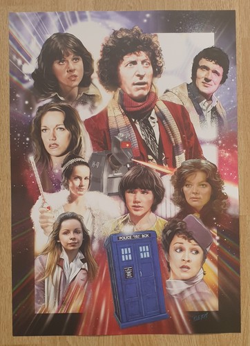 Doctor Who 4th Doctor tom baker & companions A3 poster drawn by jason ...
