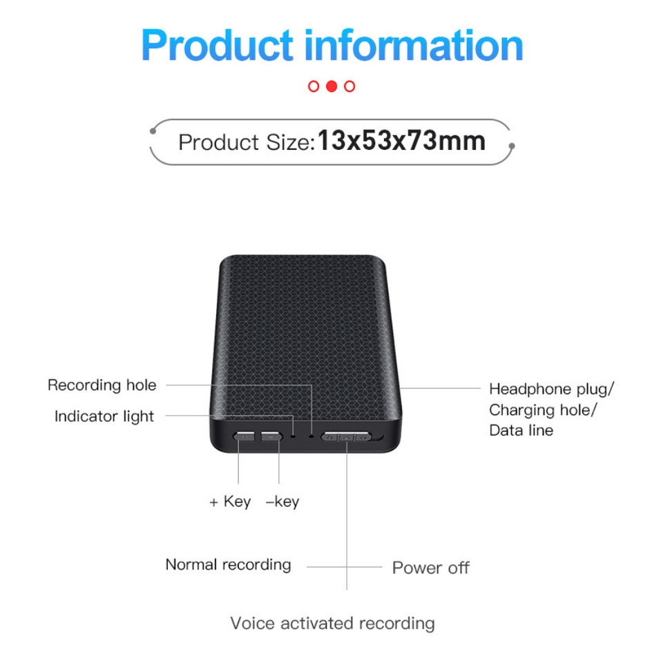 Hidden Voice Activated Recorder Spy Digital Audio Recording Device 16GB ...