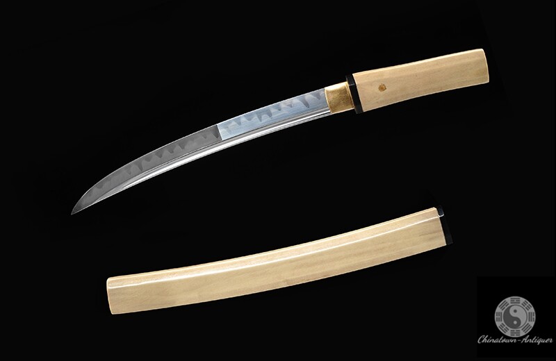 Japanese Wakizashi Tanto Samurai Short Sword T10 Steel Clay Tempered ...