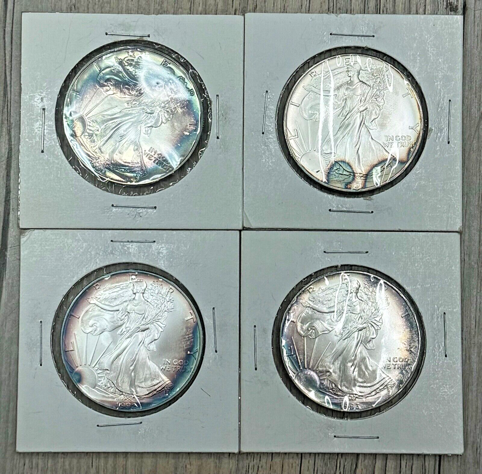 1986-1998 American Silver Eagle Collection 13 Coins, Beautifully Toned ...