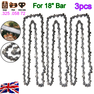 3X 18 Inch Chainsaw Blade Saw Chain for PARKSIDE PBKS 53 A1 Bar 72DL ...
