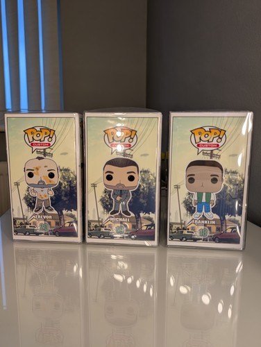 3 x Custom Funko Pops - GTA 5 V - Signed Trevor Michael and Franklin ...