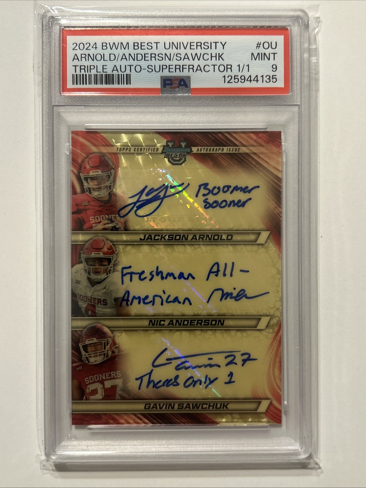 2024 Bowman Best U Triple Auto Superfractor 1/1 PSA 9 Arnold/Anderson ...