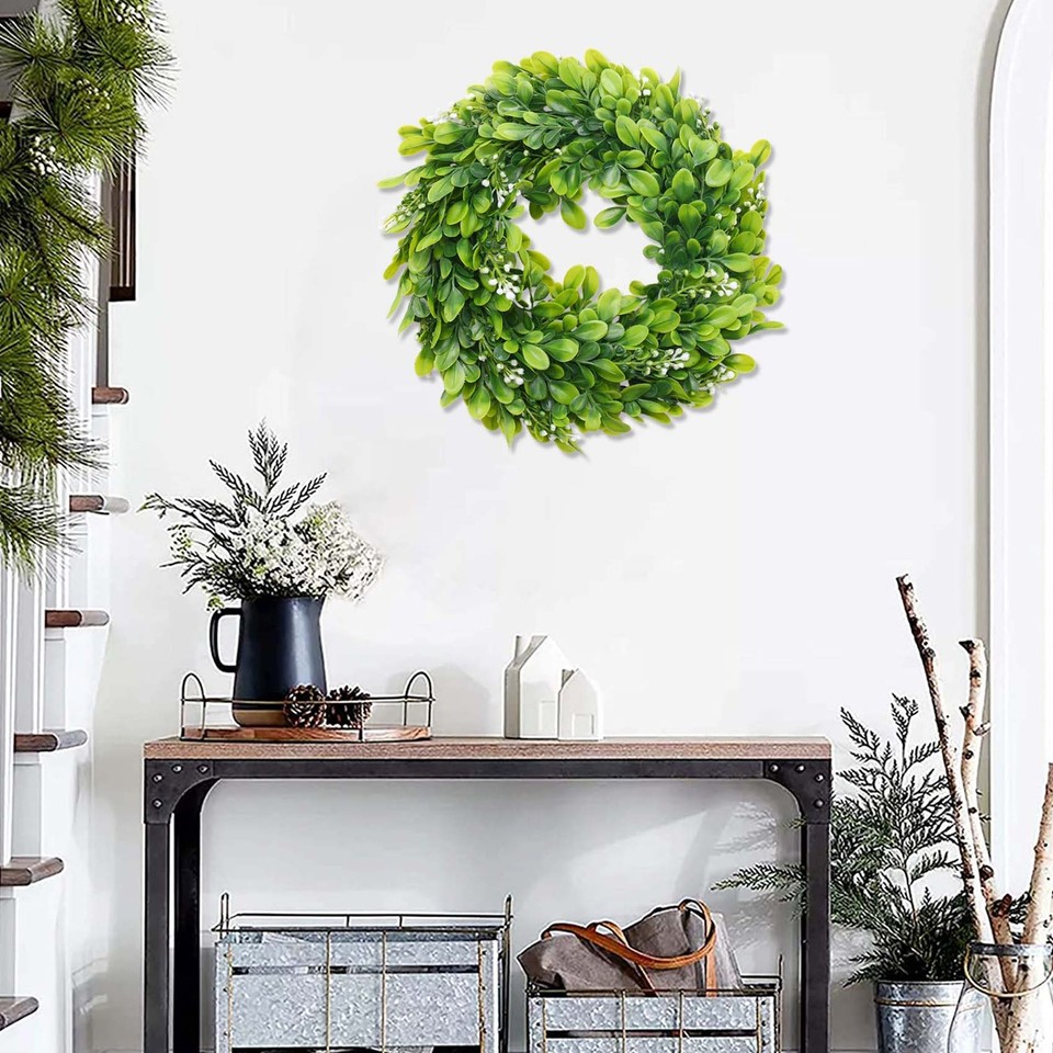 2 Pack Künstlicher Buchsbaum Kranz Künstliche Künstliche Grüne Blätter ...