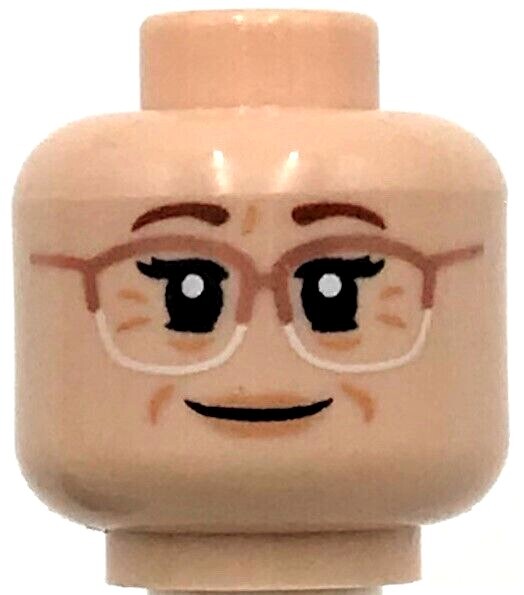 Lego New Light Nougat Minifigure Head Dual Sided Female with Glasses ...