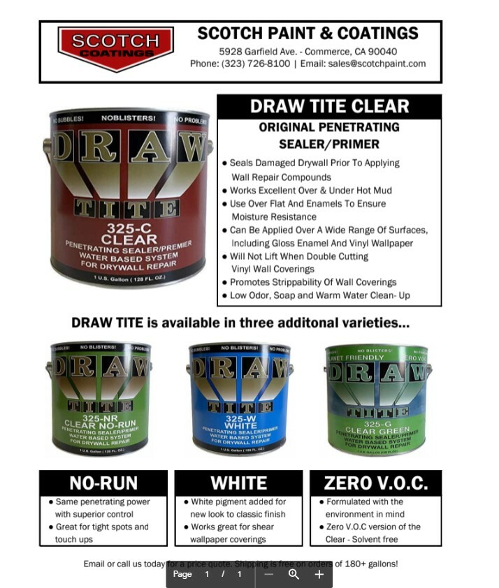 Scotch Coatings SP-325 Draw Tite Drywall Problem Sealer Primer, 1 ...