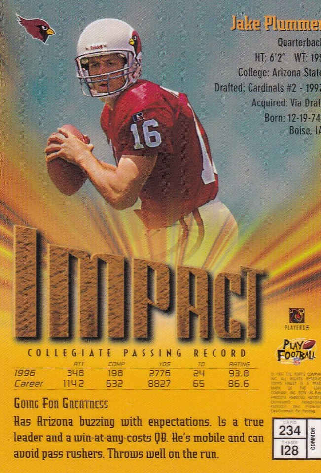 1997 Topps Finest Impact #234 Jake Plummer | eBay