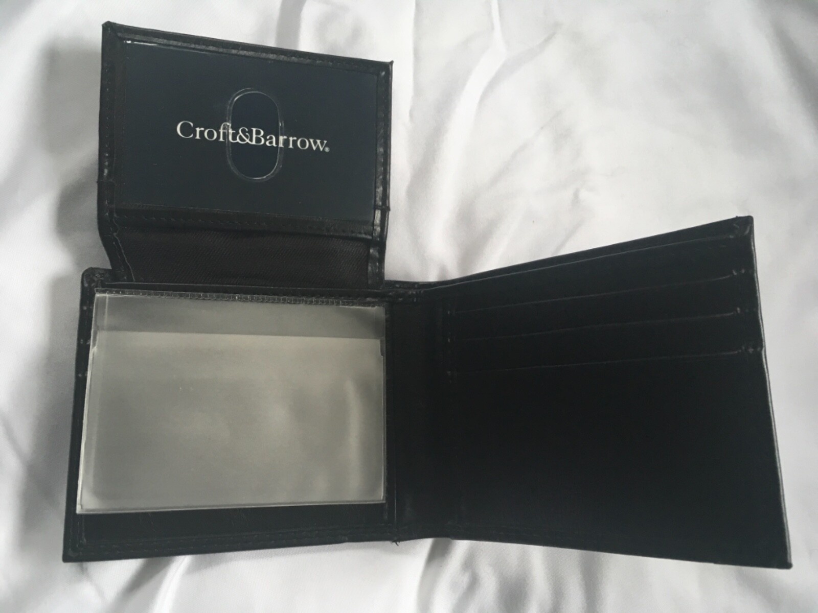 Croft & Barrow Mens Security Wallet RFID Shield Black Leather ID Window ...