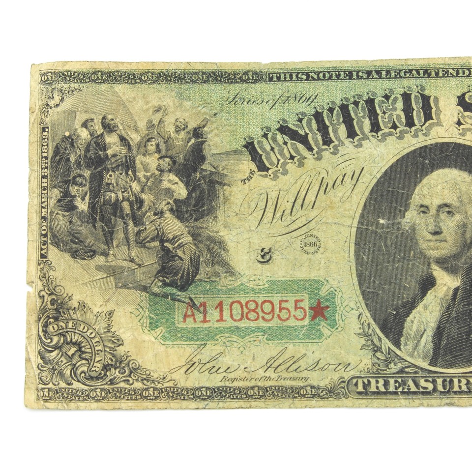 1869 $1 Rainbow Note United States Treasury Note Legal Tender No ...