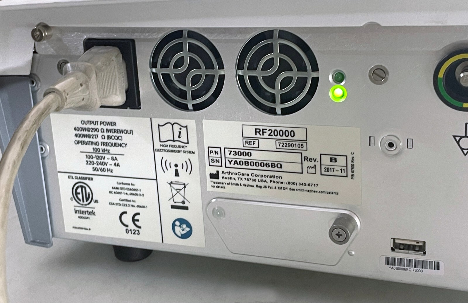 Smith & Nephew RF20000 / 72290105 Werewolf Flow IQ Coblation System ...