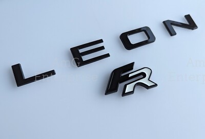 Glossy Black & White Rear Boot Badge Letters for LEON & FR Cupra Car ...