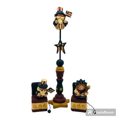 RARE Set Of 3 Vtg Suzi Skoglund Blossom Bucket Patriotic USA Primitive ...