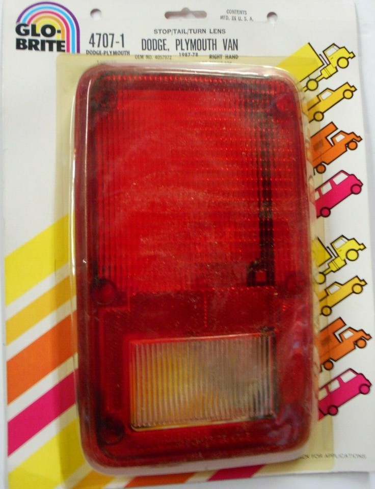 Glo-Brite # 4706 Tail Light Lens 1978-93 Plymouth & Dodge Van Driver's ...