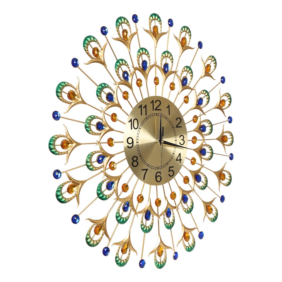Modern Gold Large Wall Clock, Round Home Decoration Clock 23.62*23.62in ...