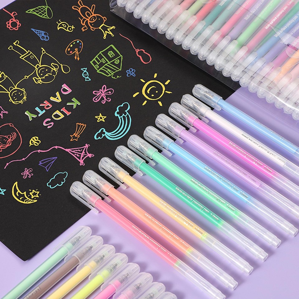 Arylic Paint Gel Pens,48 Color Pastel Gel Pens for Wood, Canvas, Stone ...