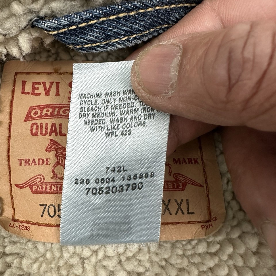 VTG Y2K Levi’s Sherpa Lined Trucker Jacket Men XXL Blue Denim Jean ...