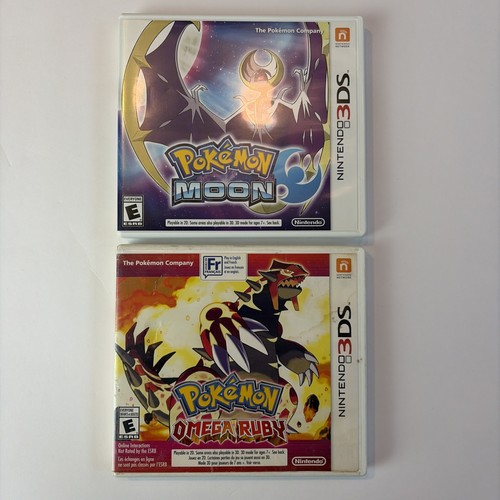 Pokemon Moon & Omega Ruby 3ds Bundle USA With Cases Complete Box CIB ...