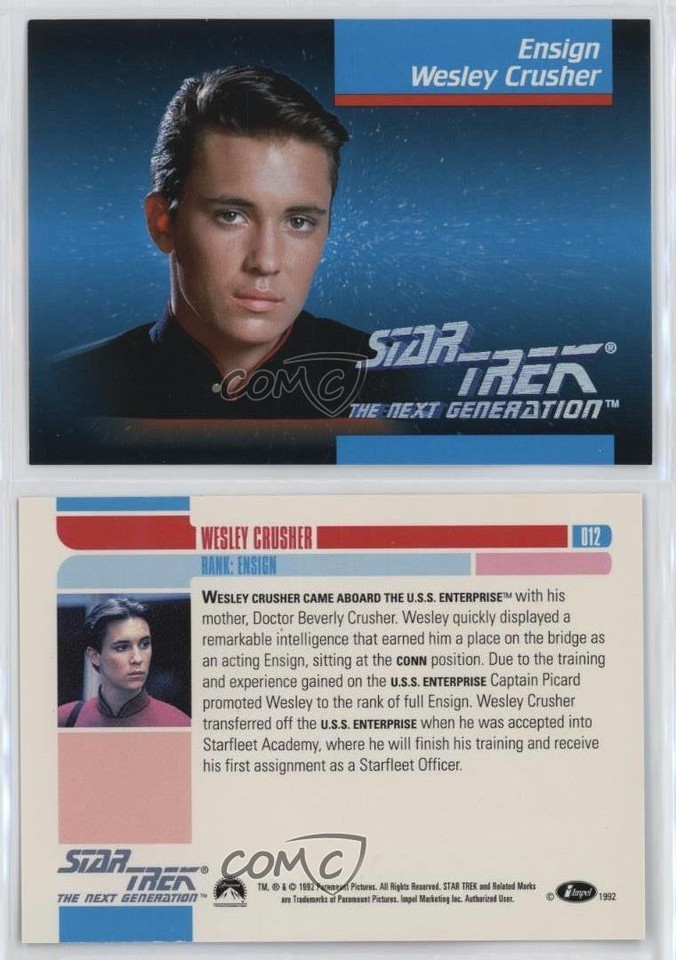 1992 Impel Star Trek The Next Generation Ensign Wesley Crusher #012 ...
