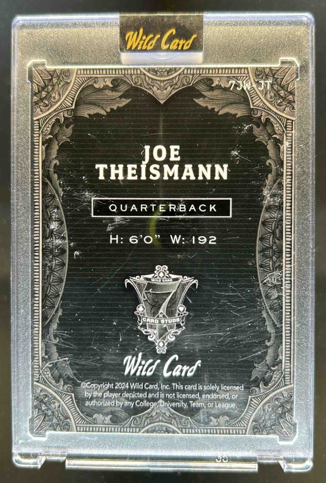 2024 Wild Card 7 Card Studs Jokers Wild Joe Theismann Purple Mojo #1/1 ...
