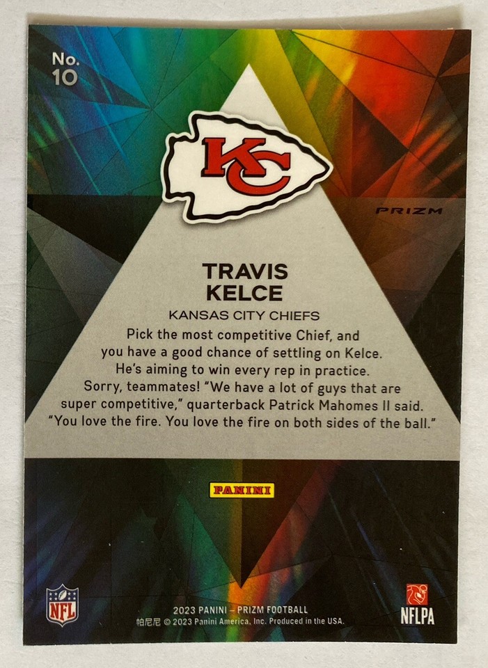 2023 Panini Prizm #10 Travis Kelce Prizmatic Green Kansas City Chiefs ...