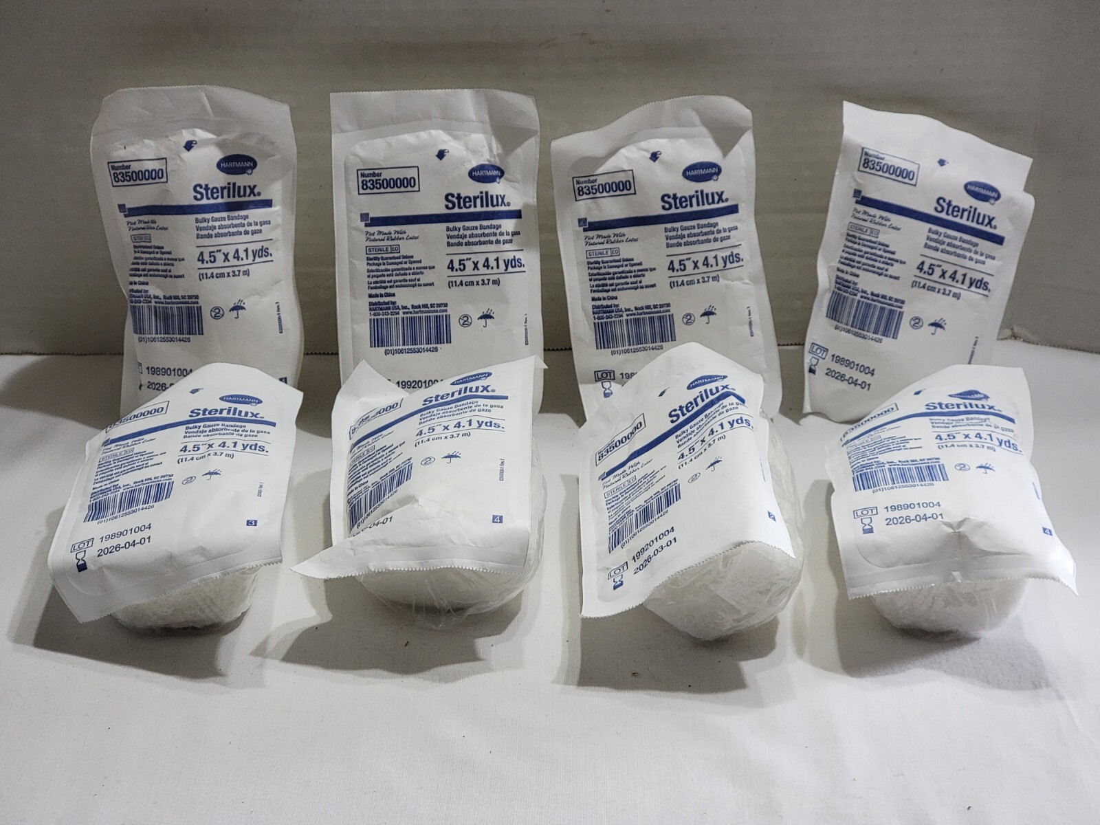 8 PACKS SEALED STERILUX STERILE BULKY GAUZE BANDAGES 4.5" X 4.1 YARDS ...