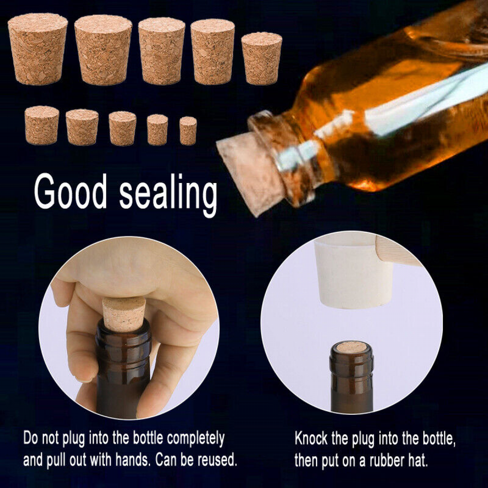 5/10pcs Tapered Cork Plugs Wooden Wine Corks Stoppers Reusable Sealing ...