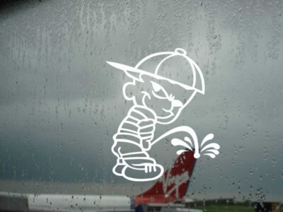 Calvin Pissing Funny Car Vinyl Stickers Decals Window Bumper Laptop Van ...