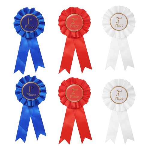 6 Pcs Award Ribbons 1st 2nd 3rd Place Winner Ribbons, Blue Red White ...