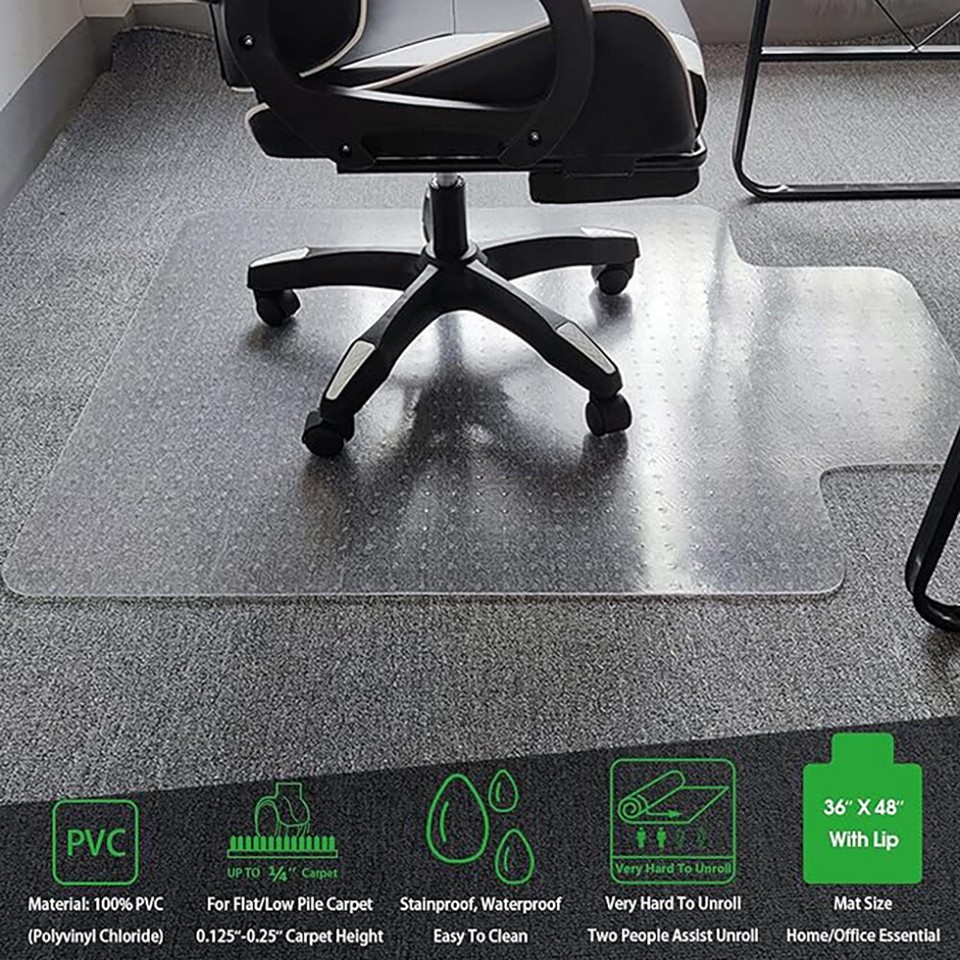 Office Chair Mat Computer Desk Chair Mat for Carpet Floor Extended Lip ...