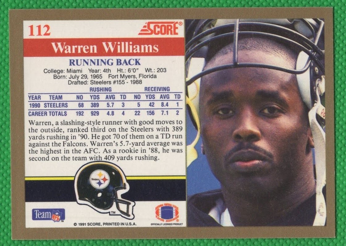 1991 Score - #112 Warren Williams for sale online | eBay