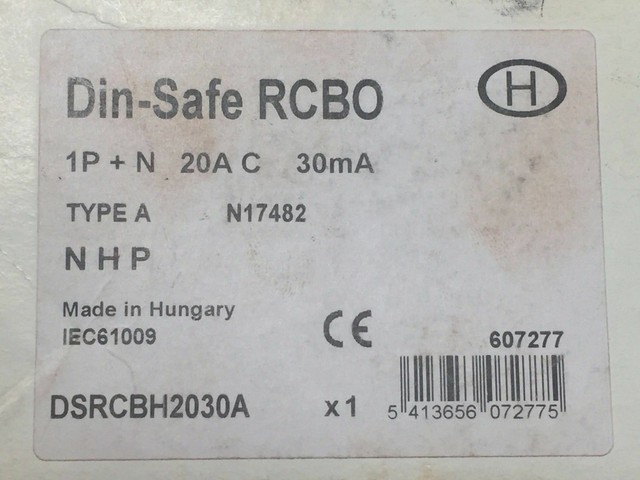 NHP Din-safe 20a RCBO Circuit Breaker DSRCBH2030A MCB C20 for sale ...