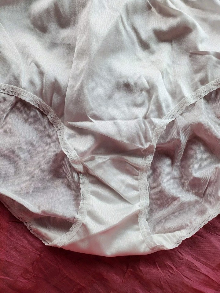 Vtg Sheer Panties Shiny Silky Lace Nylon Gusset Size 9 Sissy Sexy ...