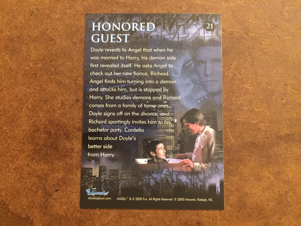 Honored Guest 21 Angel Season 1 Buffy The Vampire Slayer Card | eBay