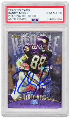 Randy Moss Signed Vikings 1998 Topps Finest Rookie Card #135 (PSA/DNA ...
