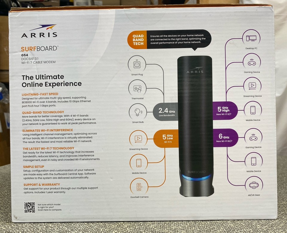 Arris G54 SURFboard DOCSIS 3.1 Gigabit Modem & Wi-Fi 7 Router | eBay