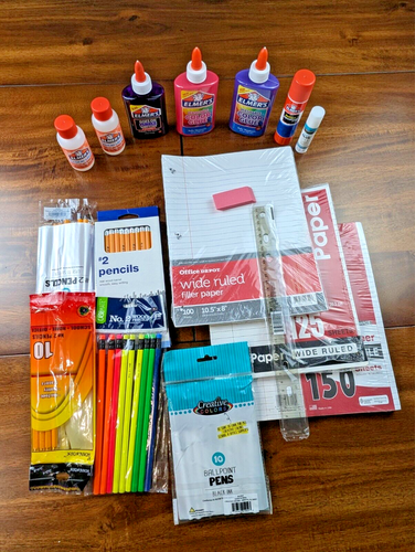 Lot of School Supplies - Folders, Pens, Pencils, Glue, Crayola, Bulk ...