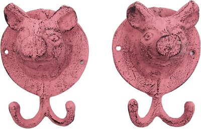 Rustic Pig Head Cast Iron Wall Hooks, Rustic Farmhouse Animal Wall ...