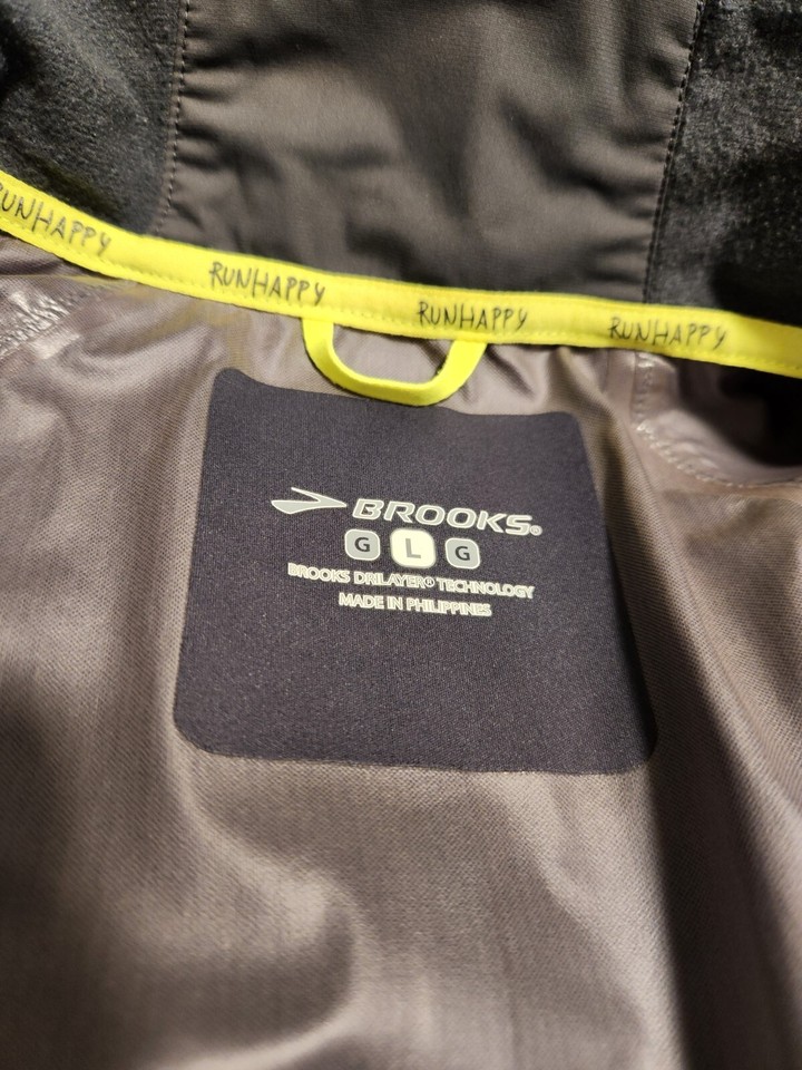 Brooks Running Jacket Men’s Size Large Shell Dri Fit Asphalt Grey RF ...