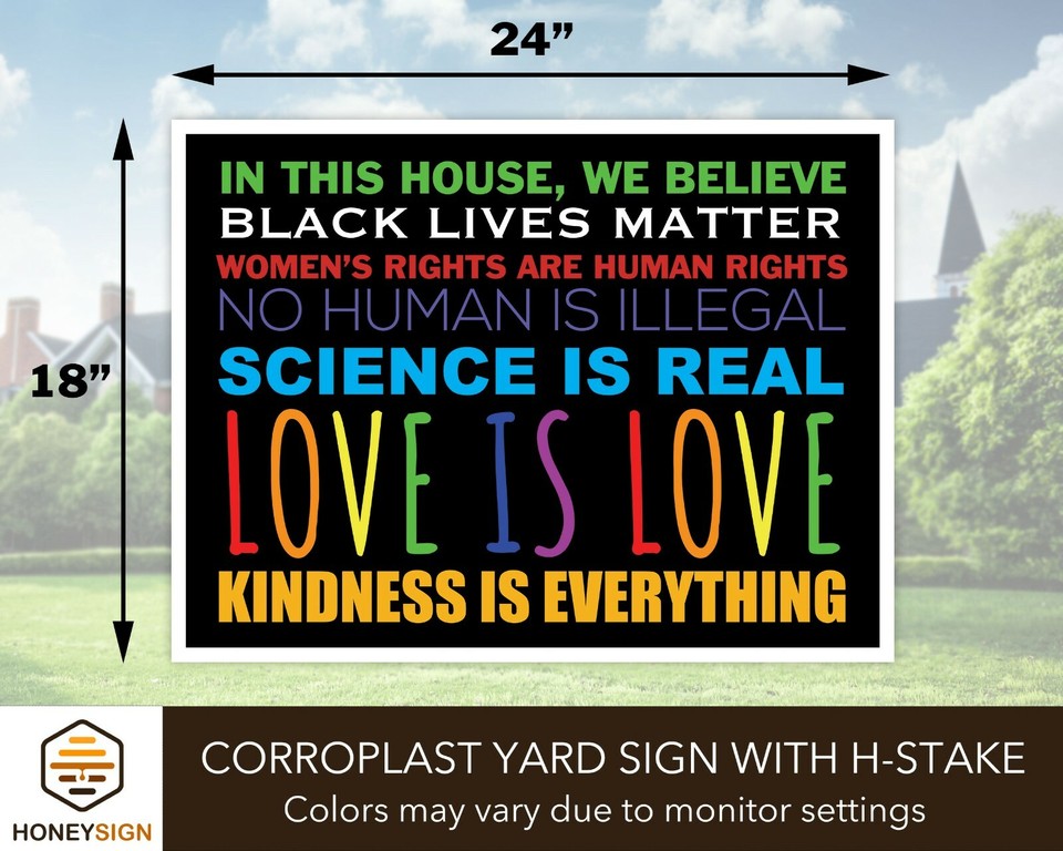 In This House We Believe, Black Lives Matter Yard Sign with Stake ...