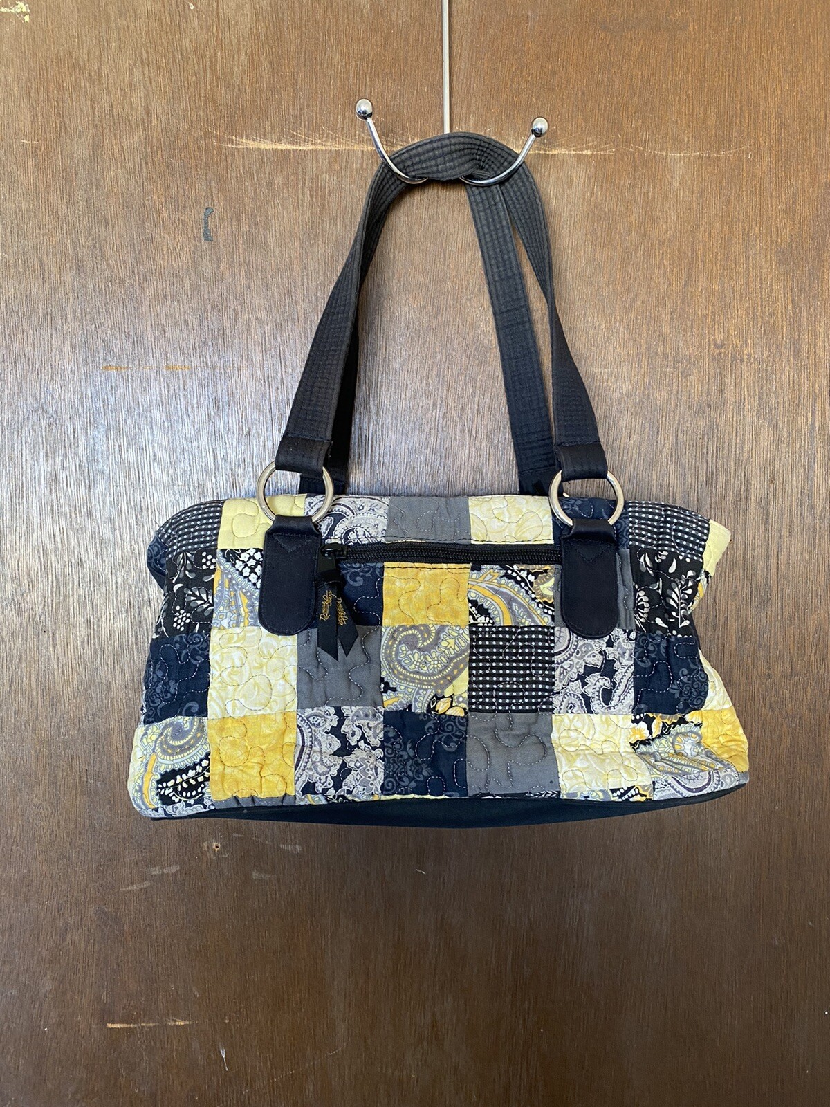 Donna Sharp Black & Yellow Quilted Patchwork Handbag … - Gem