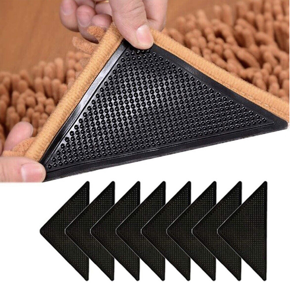 4 Pcs Carpet Anti-skid Stickers Stopper Black Area Rug Floor Mats ...