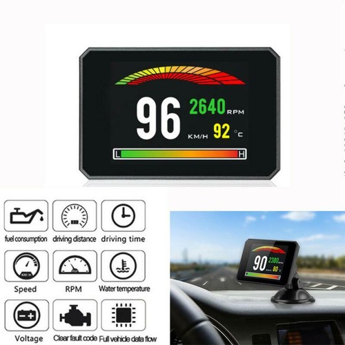 HD TFT OBD2 HUD Car Head-Up Display Speedometer Oil Water Temp Gauge ...