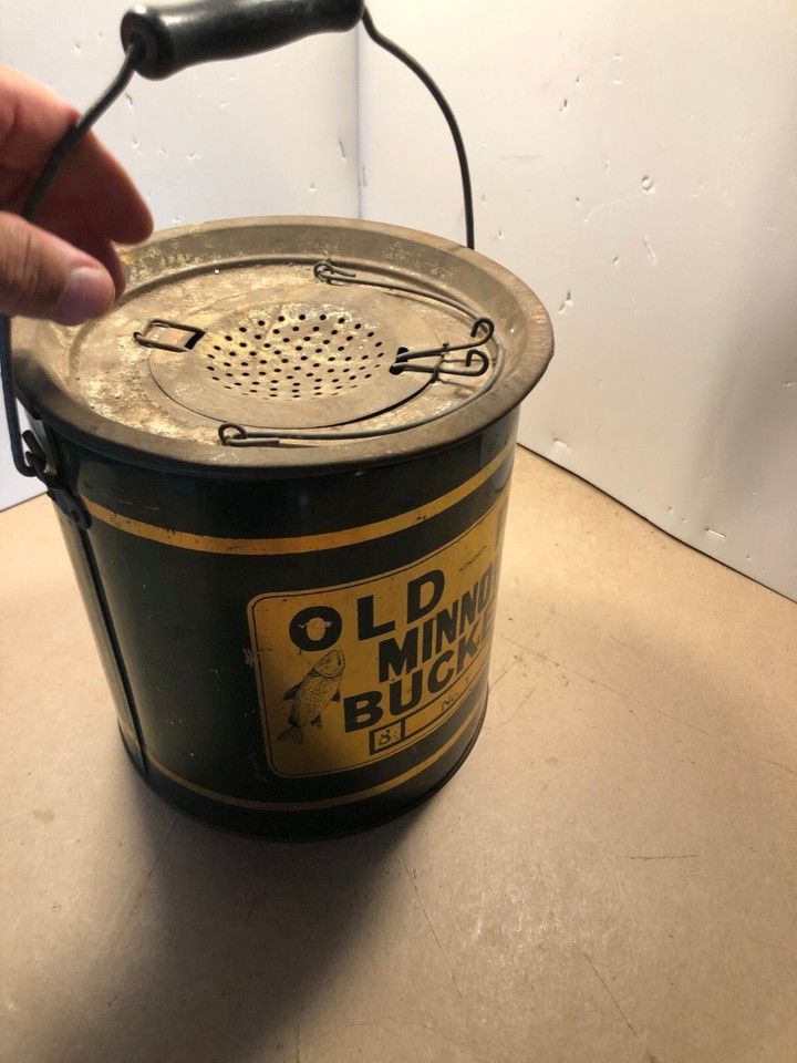 vintage old pal minnow Bucket RARE #1 8 qt great color and graphics | eBay