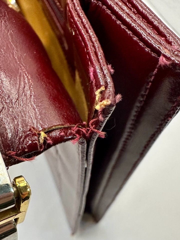 Vintage Lou Taylor Oxblood Leather Clutch, With Swing Out Mirror | eBay