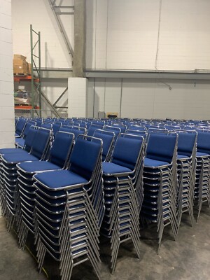 SALE and RENT: Blue Banquet Chairs With Shiny Silver Frame In Good ...