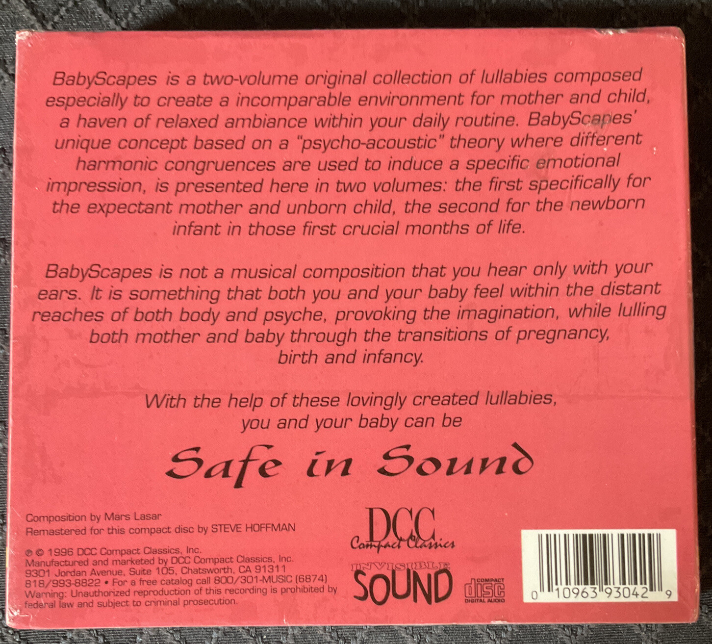 BabyScapes: Safe in Sound/New Born by Mars Lasar (CD, May-1996, 2 Discs ...