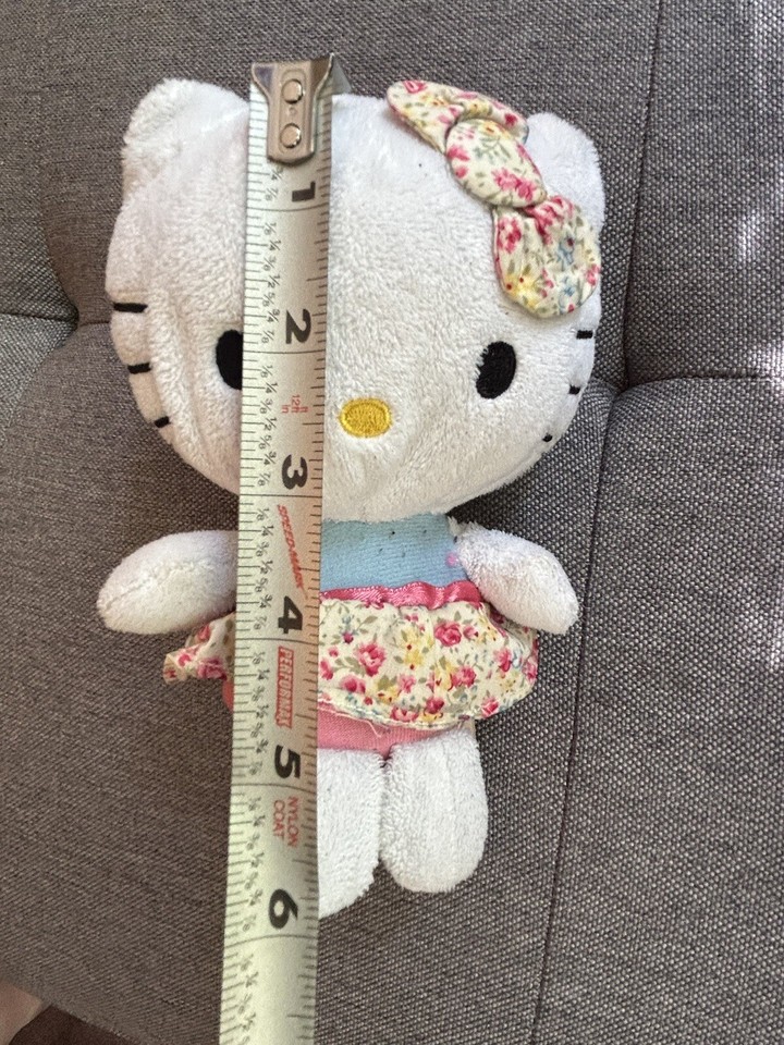 Vintage 6” Hello Kitty Pink & Blue Floral Dress Plush 1996-2013 Spring Stuffie | eBay