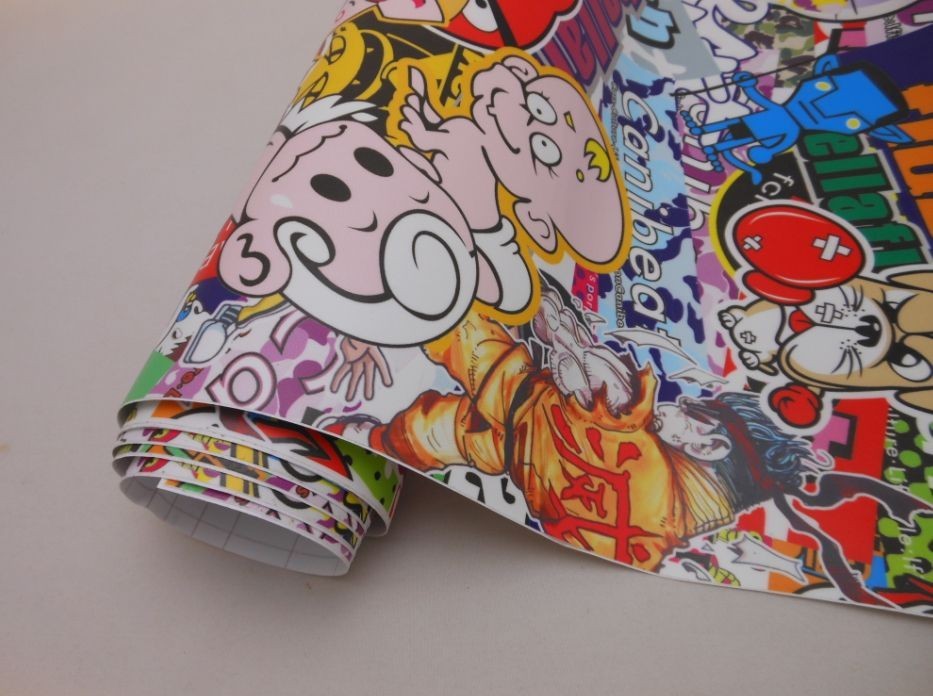 GB JDM Cartoon Hellaflush Sticker Bomb Vinyl Wrap Decal With Bubble ...